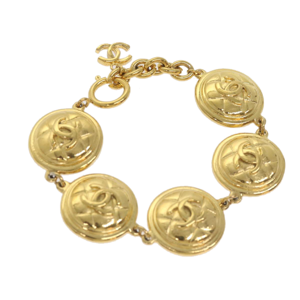Chanel Coco Mark Bracelet Gold Tone Cc Auth Bs12495 - Gem